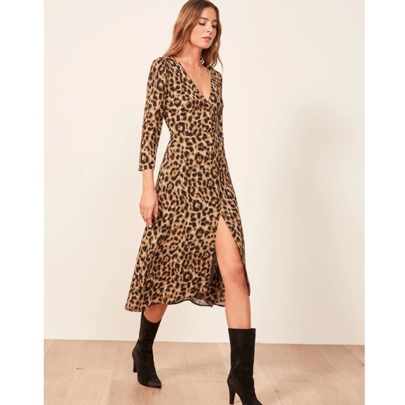 Reformation | Dresses | Reformation Leopard Print Alma Midi Dress 2 ...